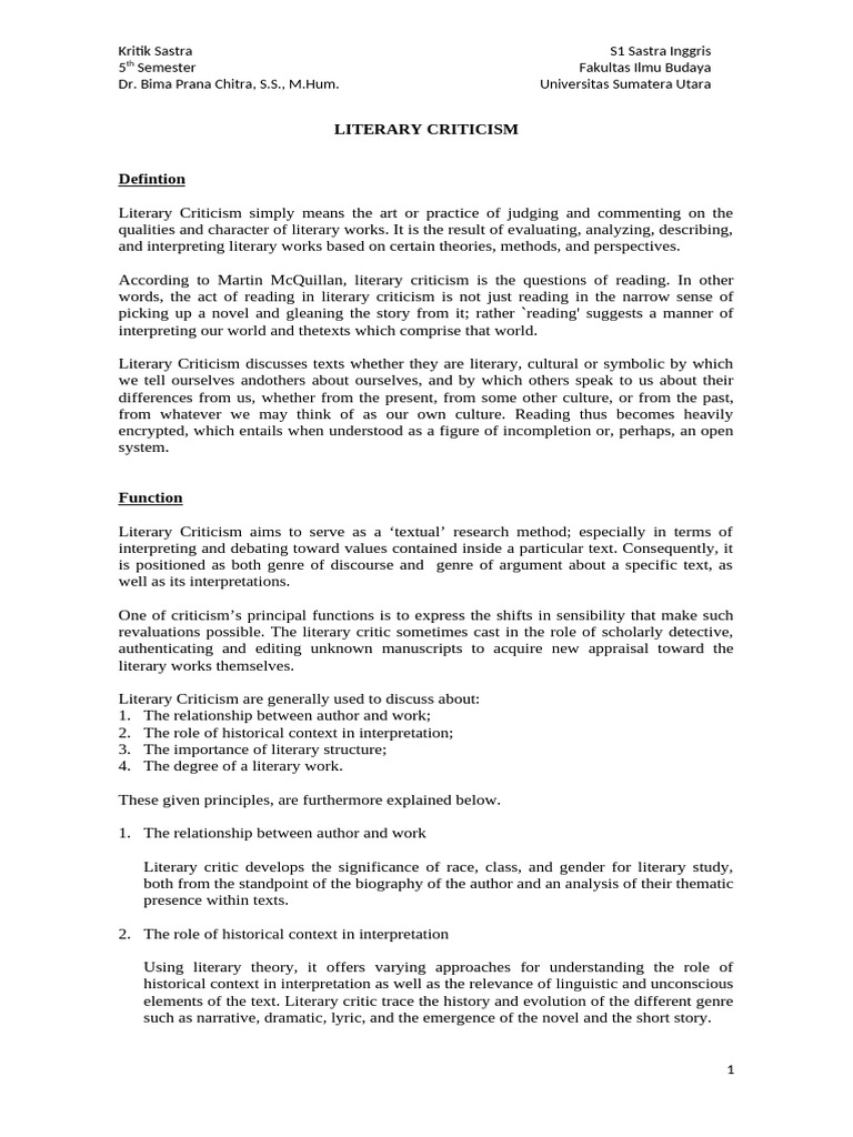 1-2 Literary Criticism | PDF