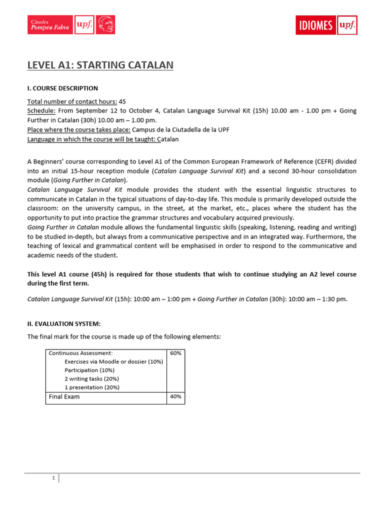 5 Starting Catalan A1 ENG | PDF