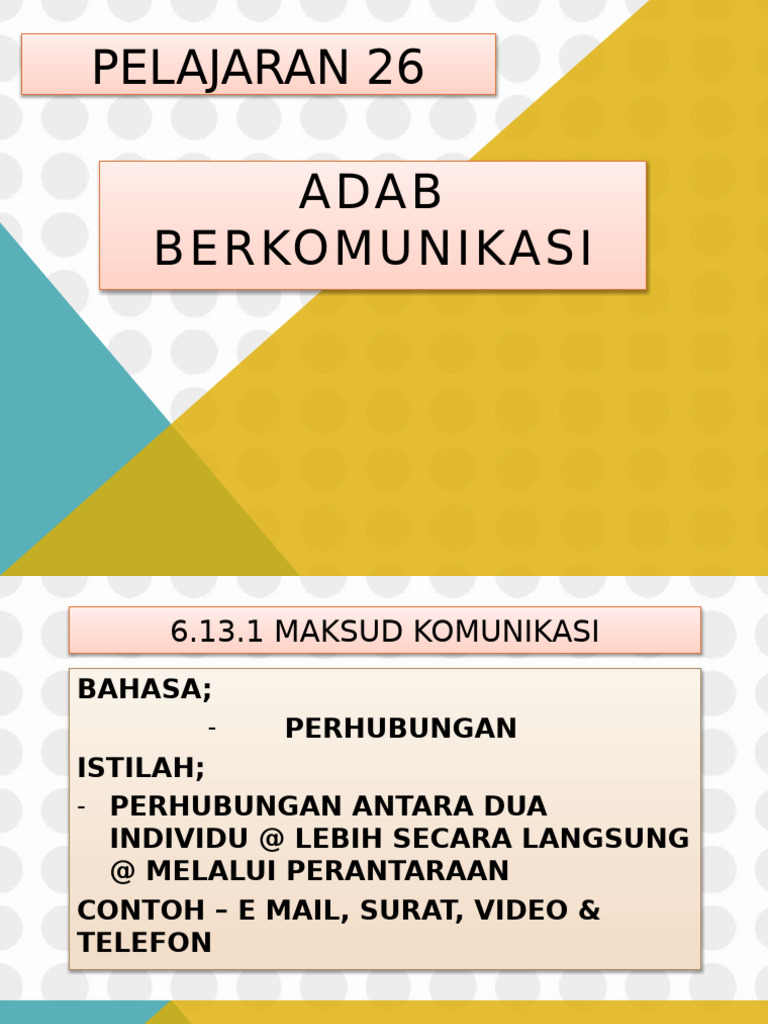 Pelajaran 26 Adab Berkomunikasi | PDF