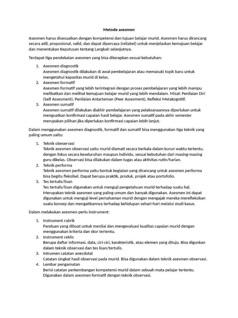 Metode Asesmen | PDF