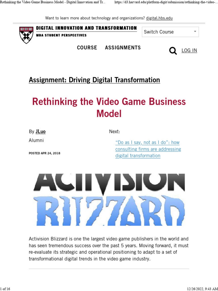 Rethinking the Video Game Business Model - Digital Innovation and ...