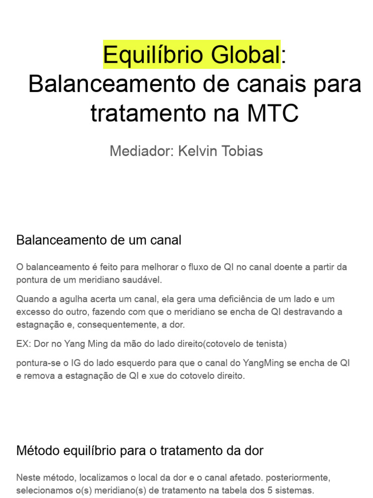 Equilíbrio Global Balanceamento de Canais para Tratamento Na MTC | PDF
