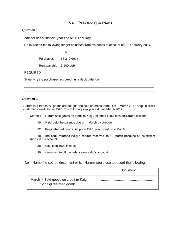 G 9 SA 1 Practice Questions | PDF