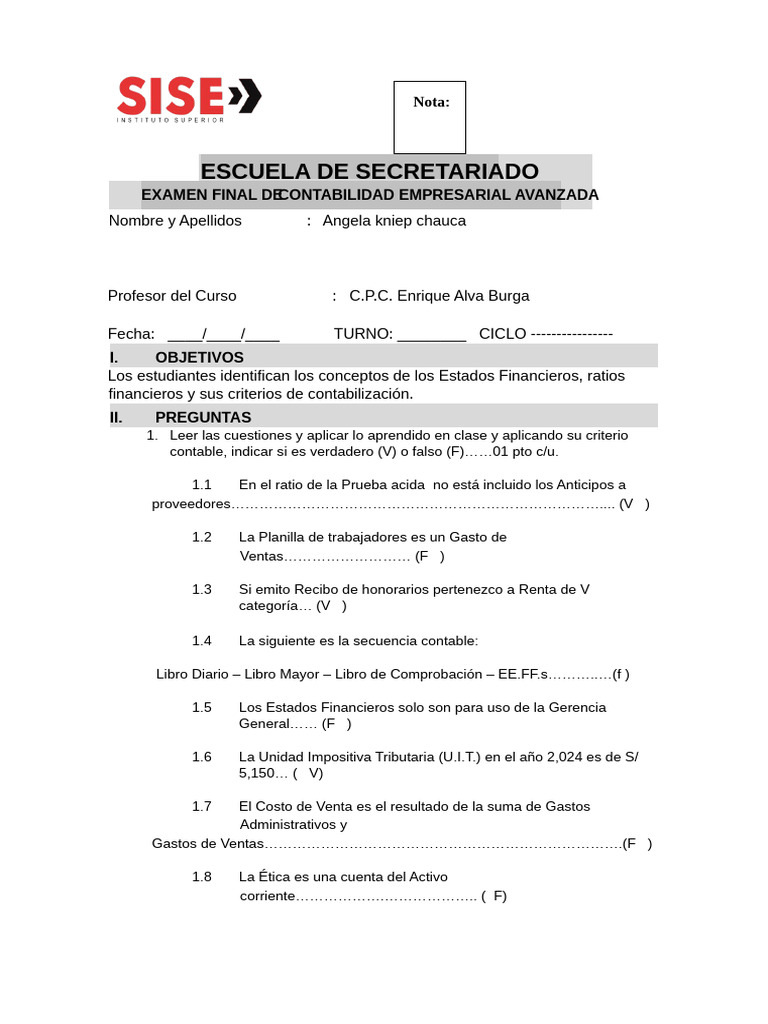 Examen Final de Contabilidad | PDF
