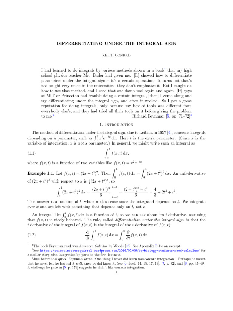 Richard Feynman's Integral Technique | PDF