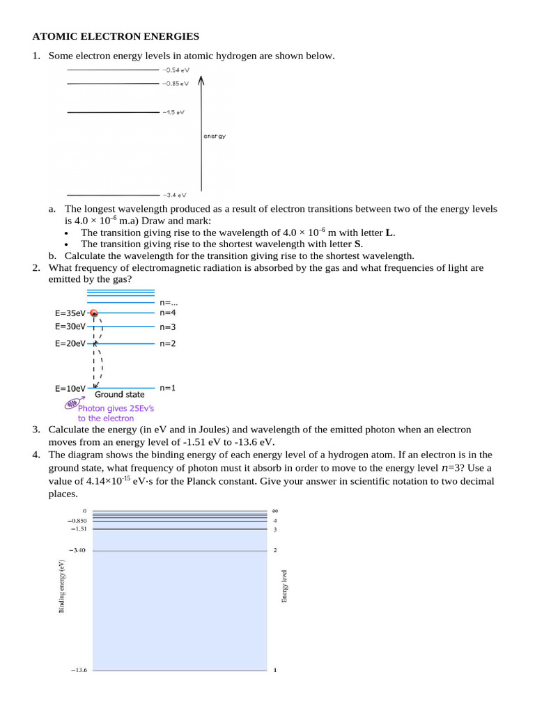 ATOMIC ELECTRON ENERGIES Review | PDF