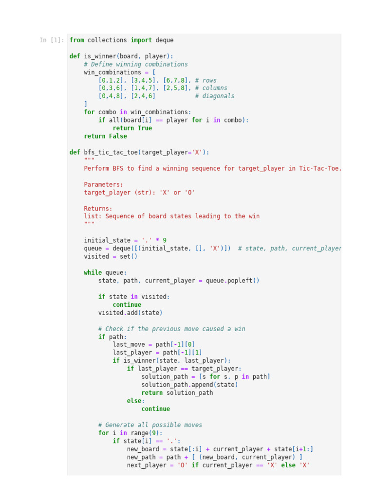 Implementation of BFS For Tic-Tac-Toe Problem | PDF | Queue (Abstract Data Type) | Computer ...