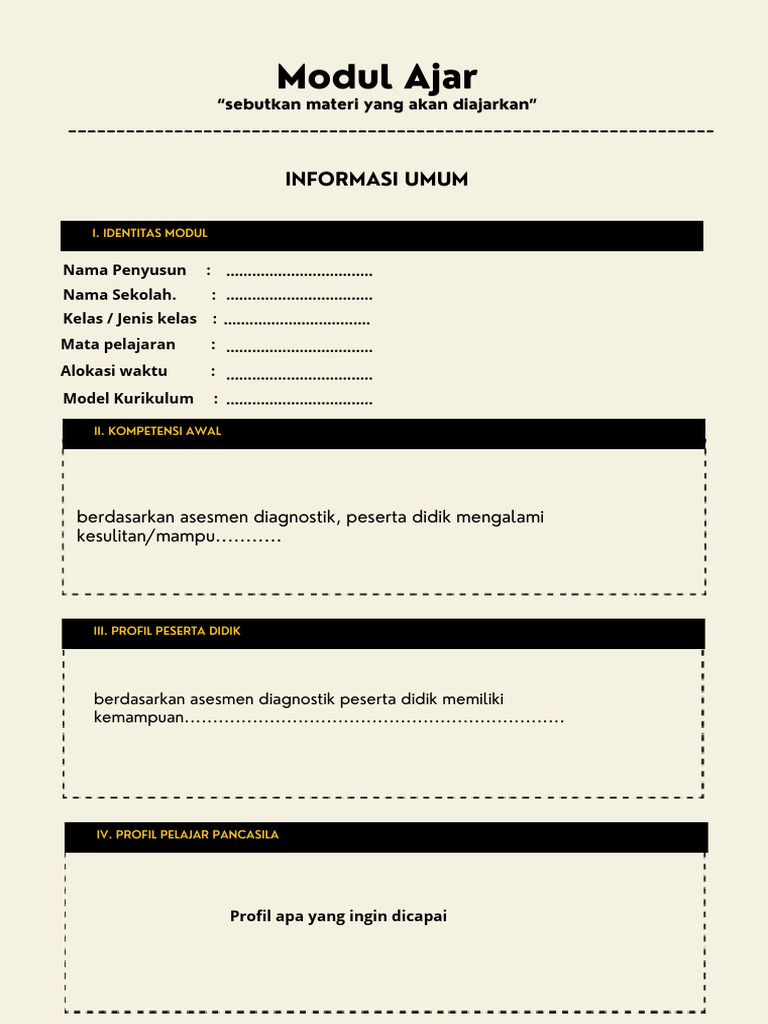 Template Modul Ajar | PDF