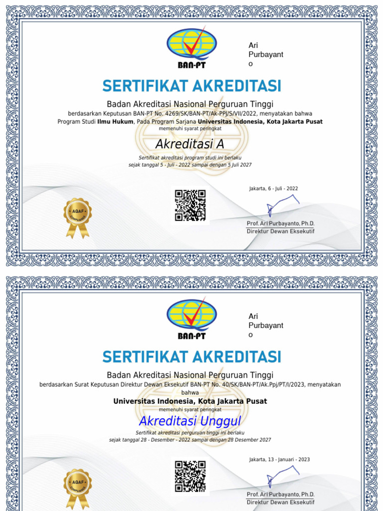 Akreditasi UI dan FH UI | PDF