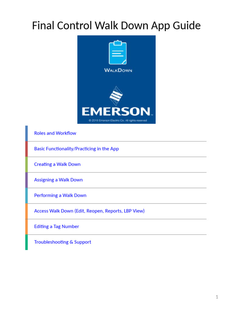 Final Control Walk Down App Guide | PDF
