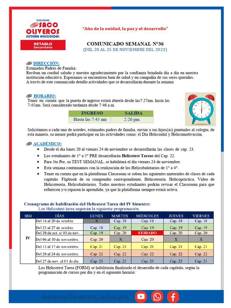COMUNICADO SEMANAL 36 | PDF