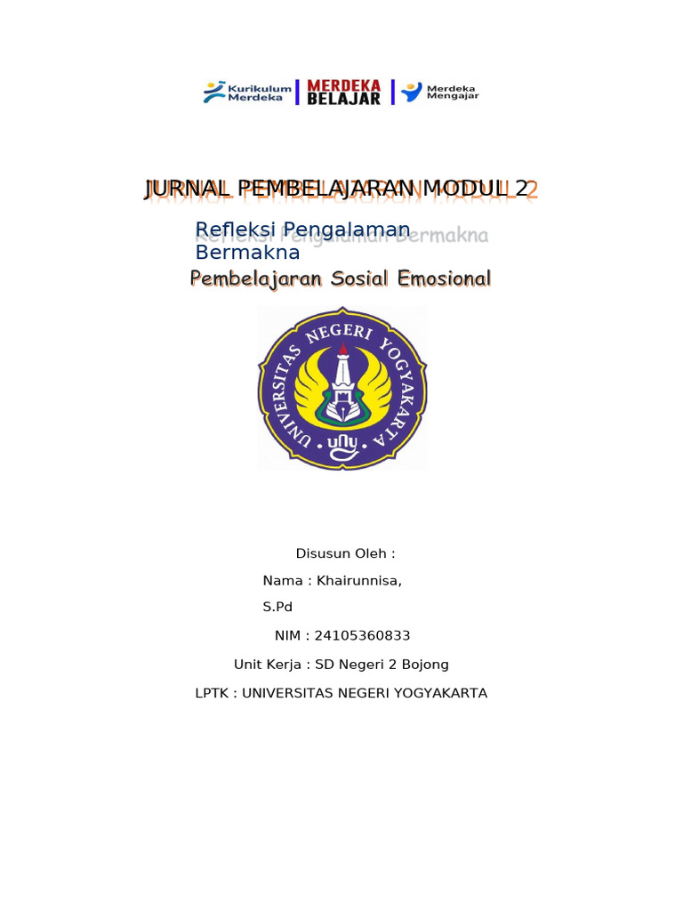 Jurnal PPG Modul 2 - Refleksi Pse - Khairunnisa | PDF