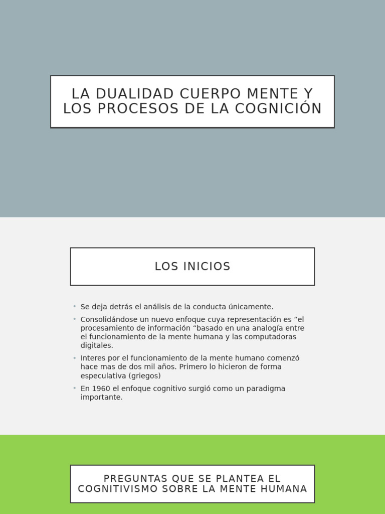 La Mente La Dualidad Cuerpo Mente y Los Procesos de La Cognición | PDF ...