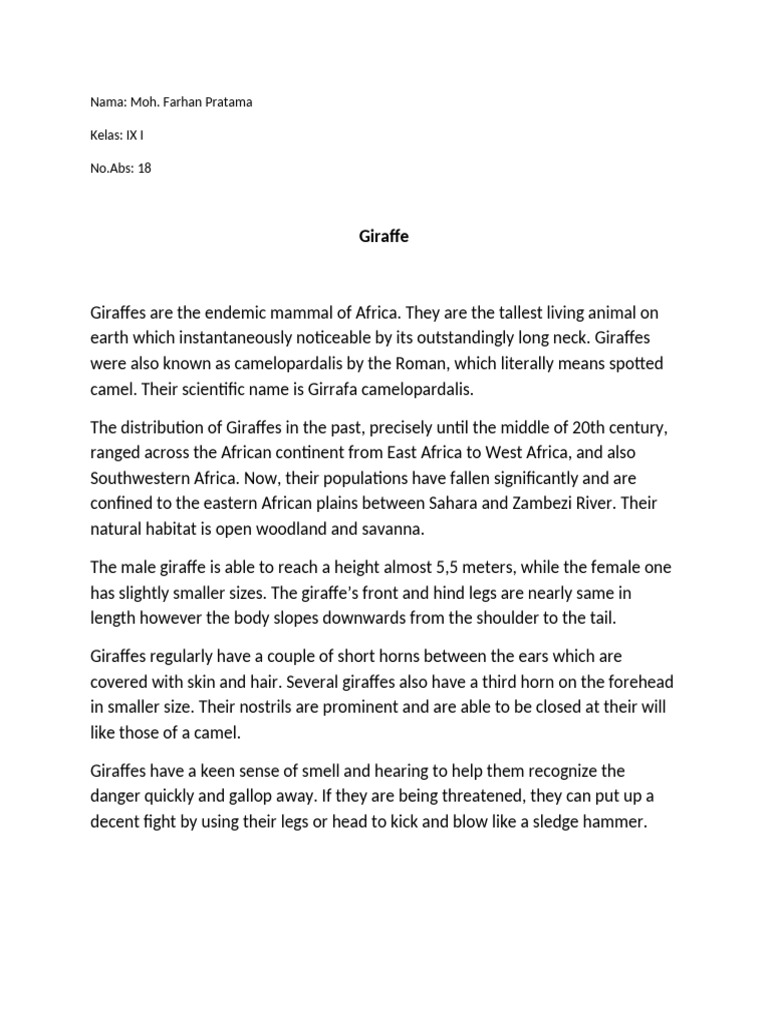 Giraffe Report Text | PDF