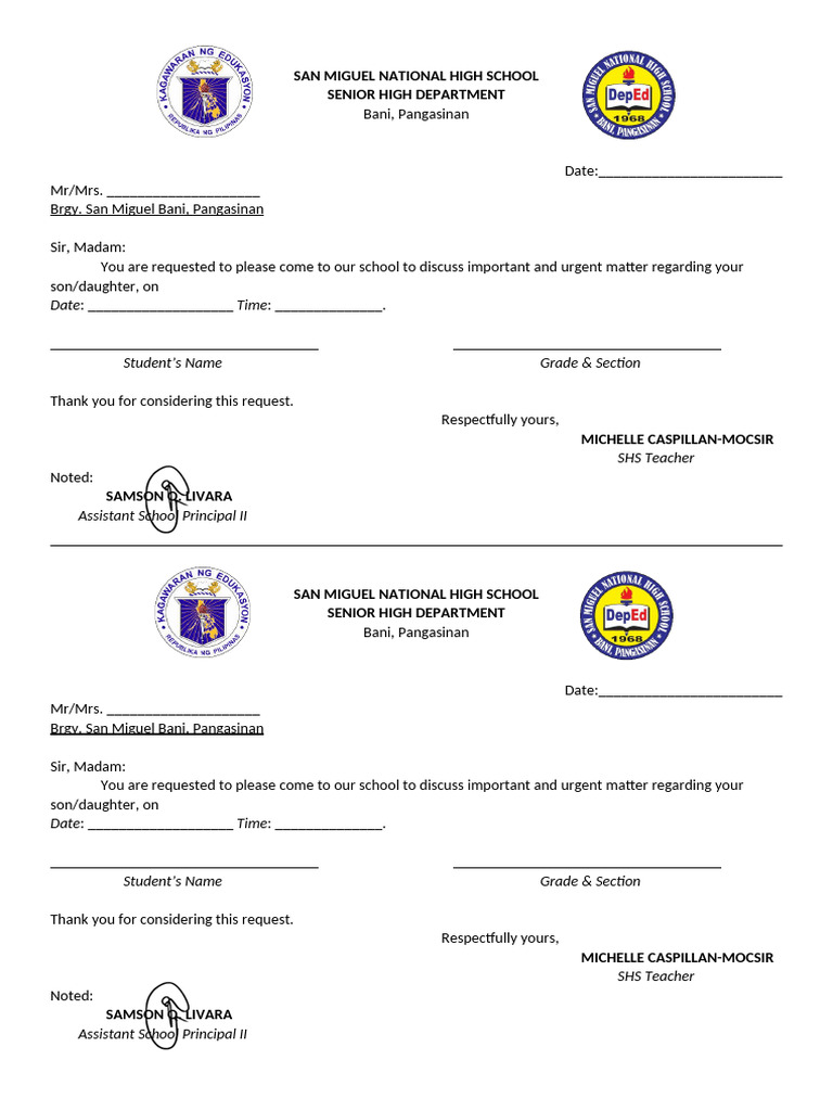 LETTER FOR PARENTS | PDF