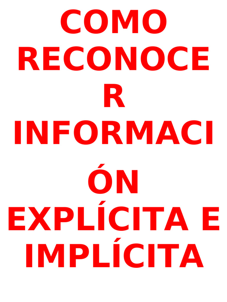 Como Reconocer Información Explícita e Implícita en Un Texto | PDF