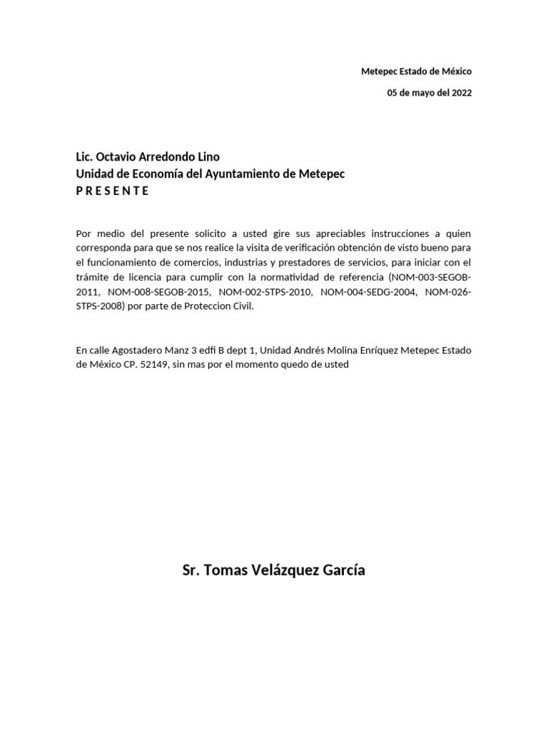 Oficio Proteccion Civil | PDF