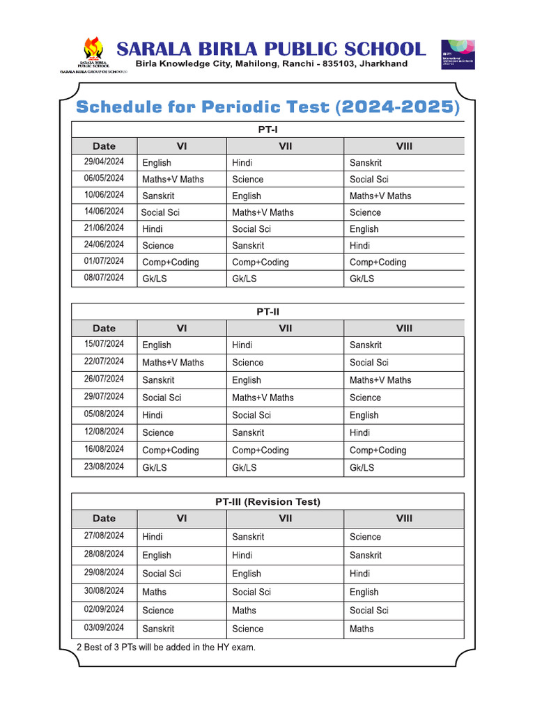 PT Schedule | PDF