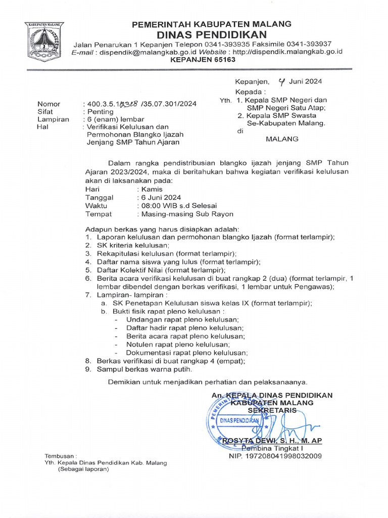 Surat Verifikasi Kelulusan | PDF