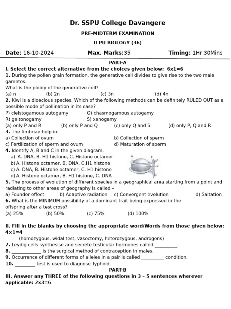 II PU PRE-MID Test 2024-25 | PDF