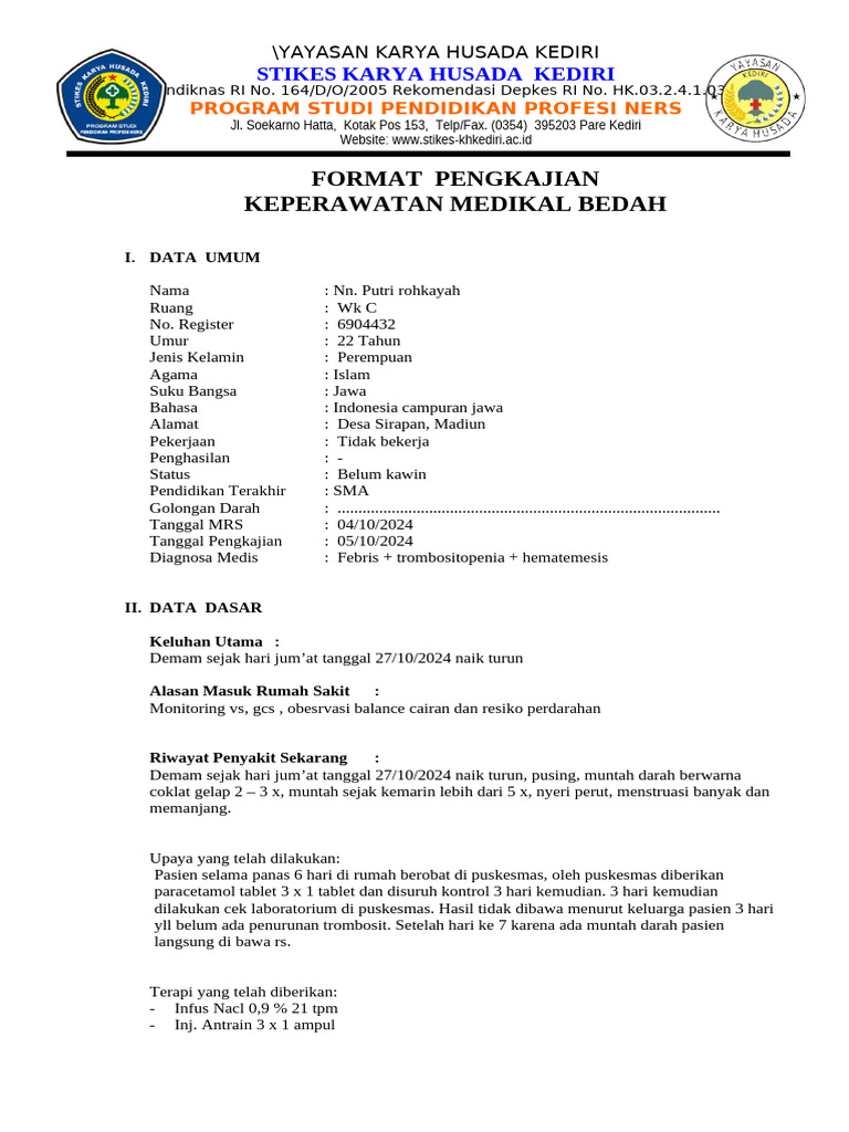 Format Pengkajian KMB 2024 | PDF