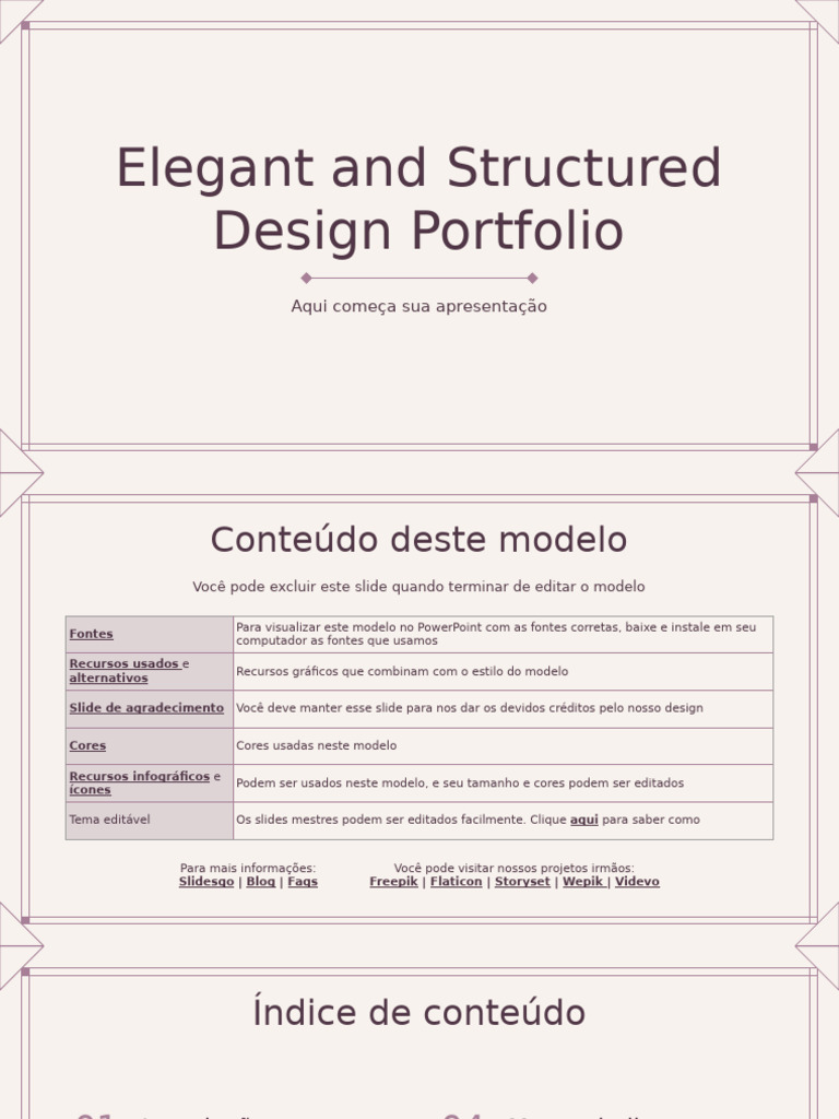 Elegant and Structured Design Portfolio by Slidesgo | PDF