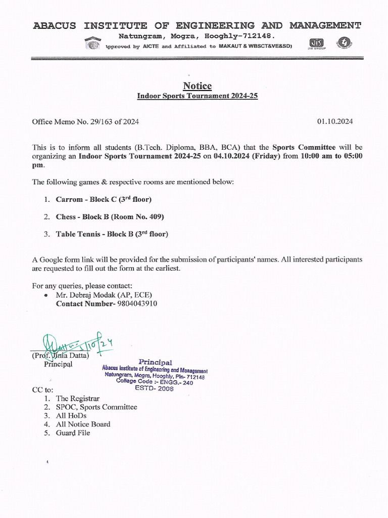 Indoor Sports Tournament | PDF