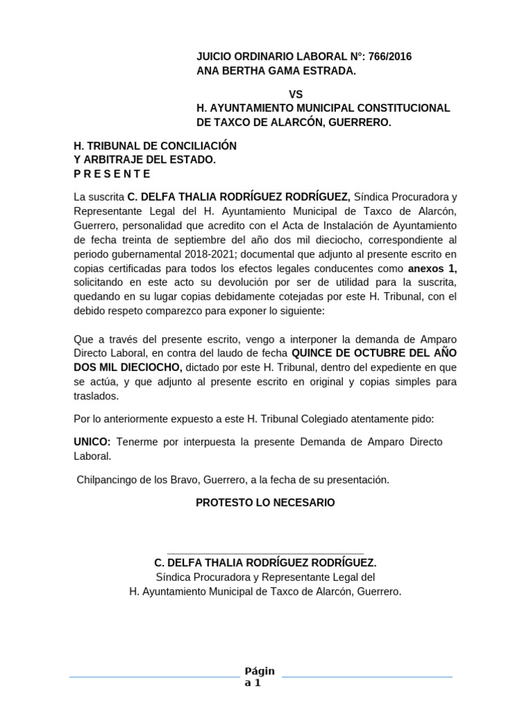 JUICIO DE AMPARO DIRECTO ANA BERTHA GAMA ESTRADA | PDF