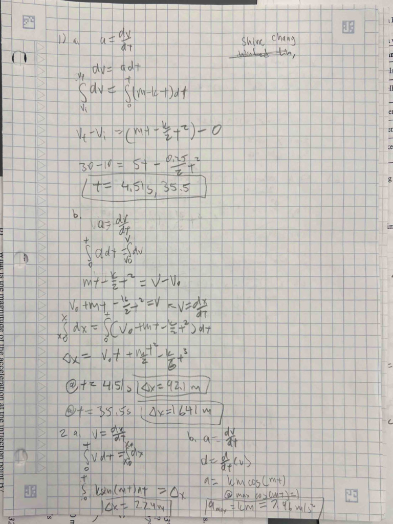 Kinematics With Calculus Collaboration Answer Key | PDF