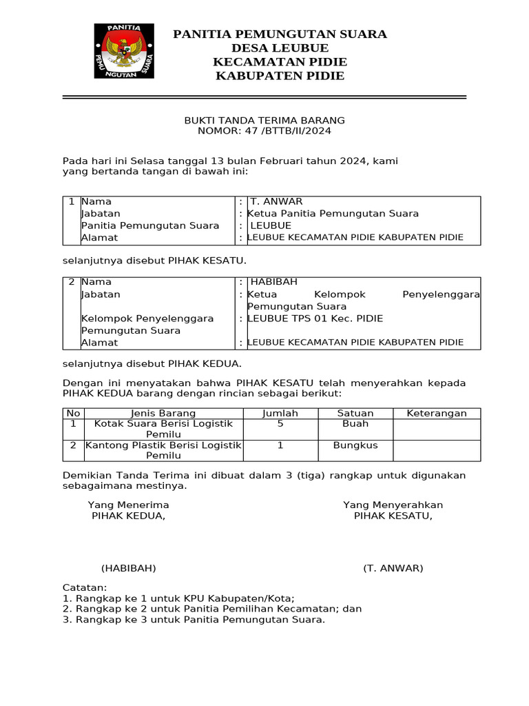 Contoh BTTB Logistik PPS | PDF Contoh BTTB Logistik PPS | PDF
