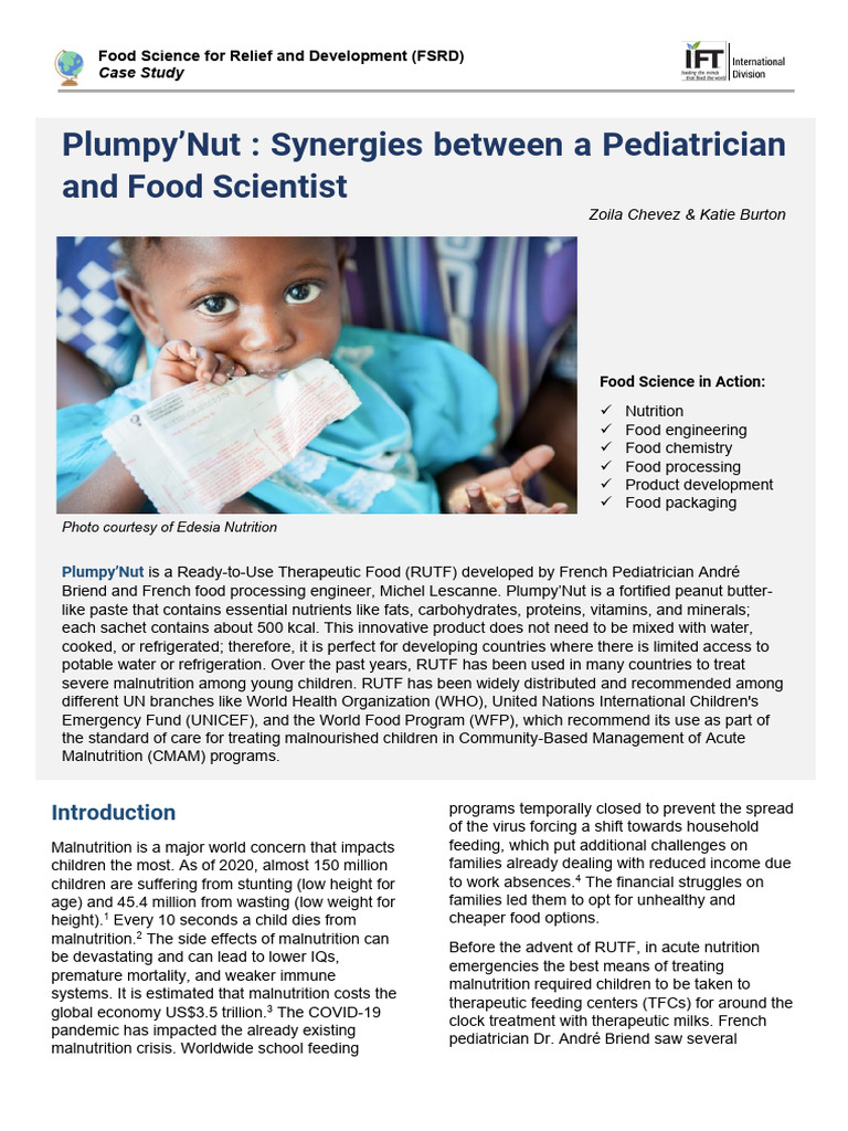 Plumpy’Nut_Synergies between a Pediatrician and Food Scientist | PDF