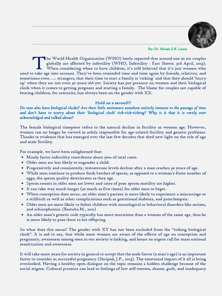 Male Biological Clock: Age & Fertility | PDF | Infertility | Self ...
