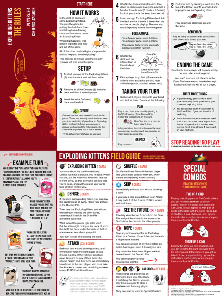 Exploding Kittens Grab N Game Instructions 2023 | PDF