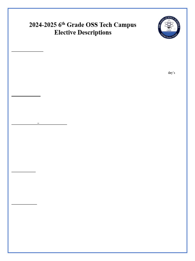 Sixth Grade Electives 24-25 | PDF