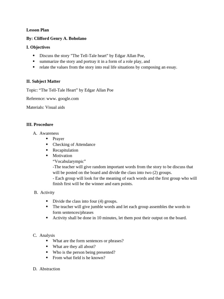 Edgar A.poe - Lesson Plan | PDF