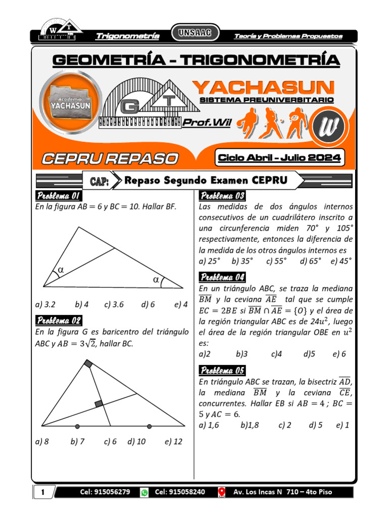 Repaso Segundo Examen Cepru Yachasun | PDF