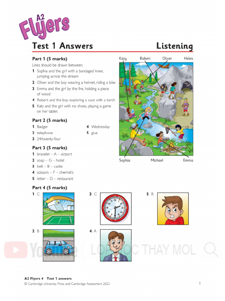 KEY - LISTENING A2 Flyers 4 | PDF