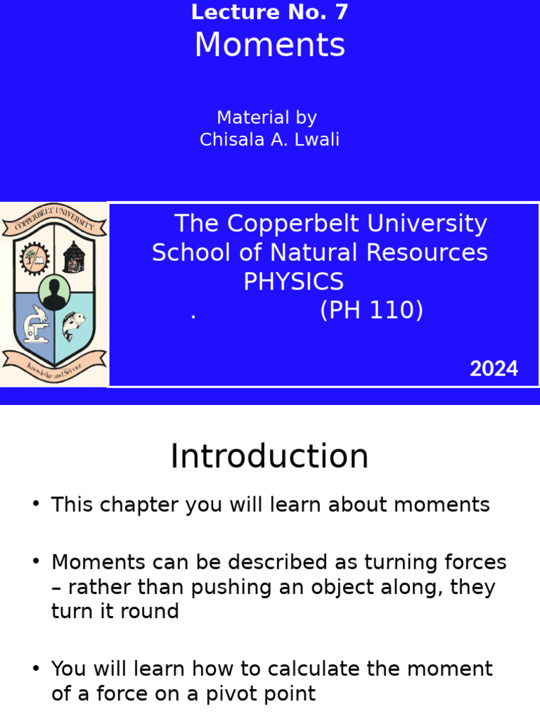 Lecturer 7 - Moments | PDF | Force | Mass