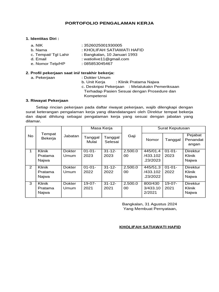 Pengalaman Kerja | PDF