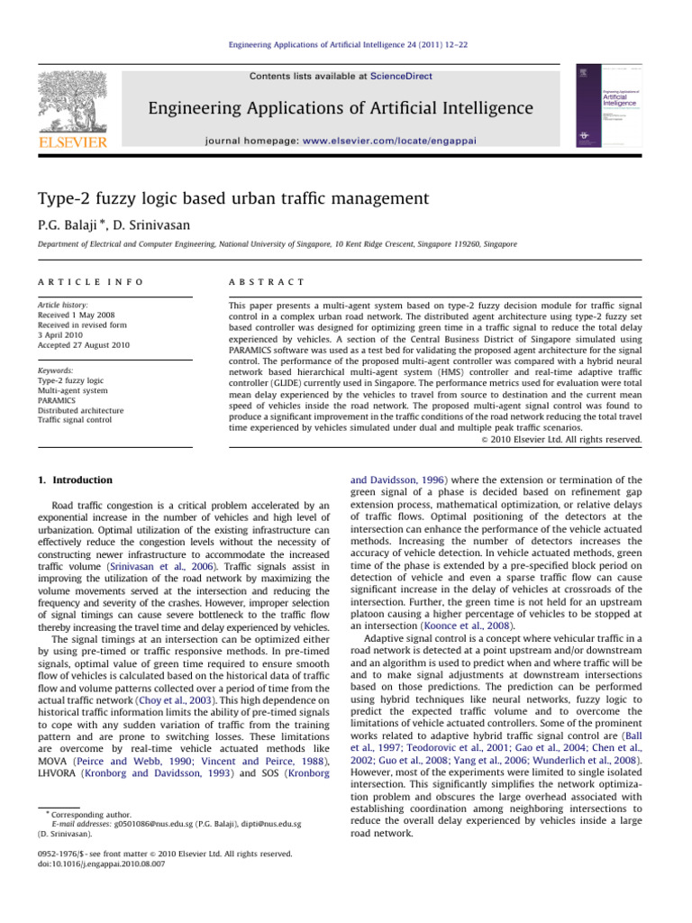 Type-2 fuzzy logic based urban traffic management | PDF Type-2 fuzzy logic based urban traffic management | PDF