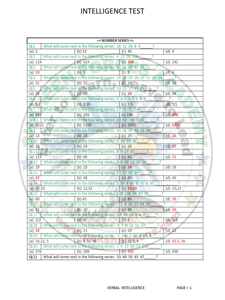 Verbal Intelligence Notes | PDF