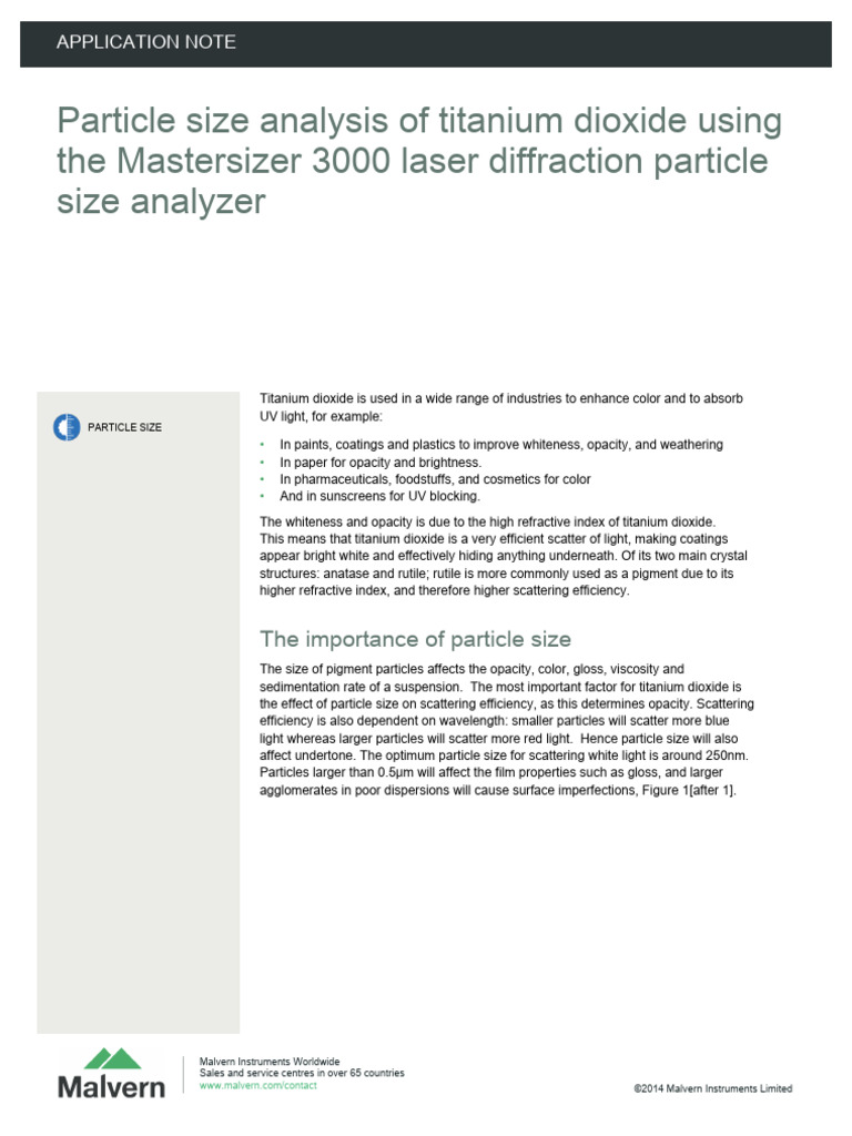 Analysis of Titanium Dioxide | PDF | Titanium Dioxide | Particle Size ...