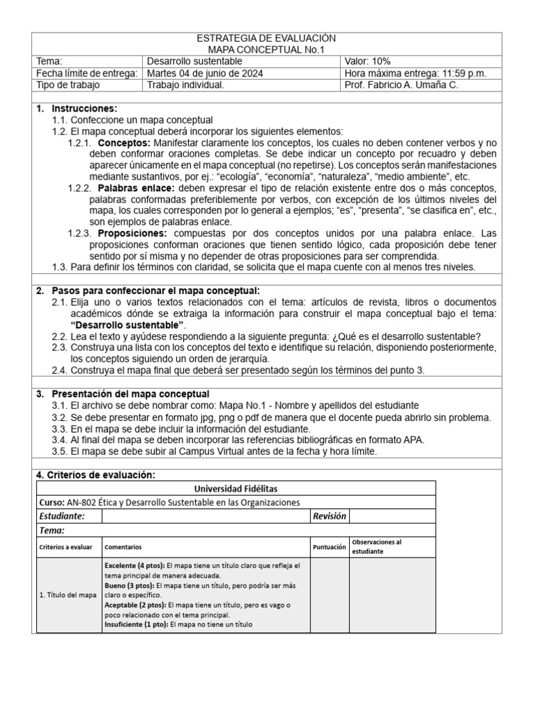 Entregable Mapa Conceptual No. 1 Desarrollo Sostenible | PDF