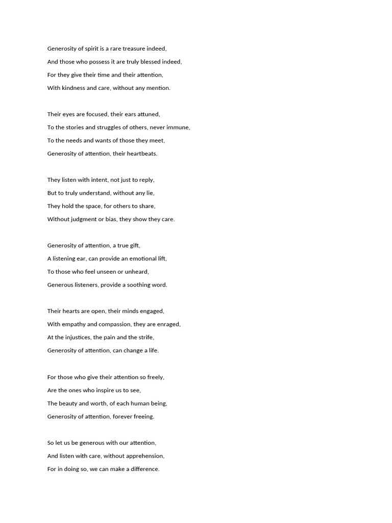 Generosity of Spirit Is A Rare Treasure Indeed | PDF