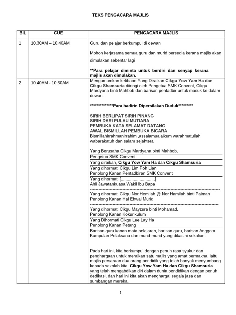 Teks Pengacara Majlis Persaraan | PDF