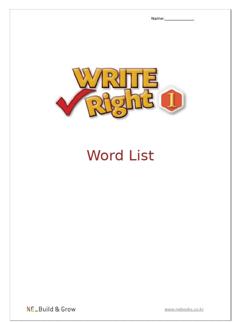 Write Right 1_Word Lists | PDF Write Right 1_Word Lists | PDF