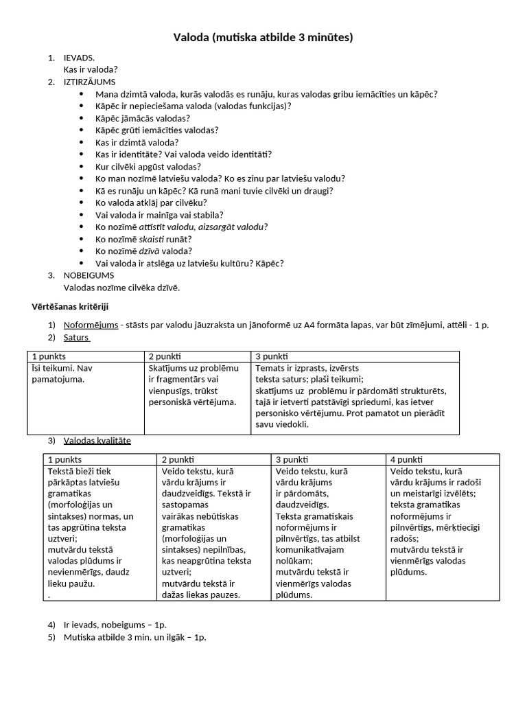 Valoda Mut Atbilde | PDF