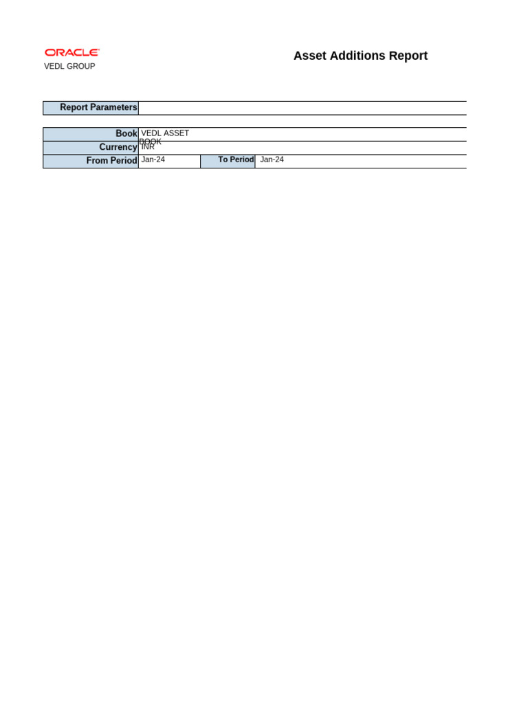 AssetAdditions - Asset Additions Report | PDF