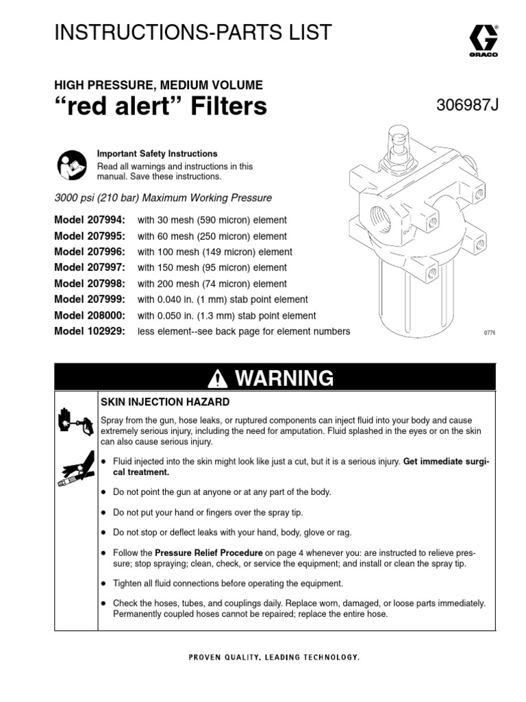 306987J High Pressure, Medium Volume - Red Alert - Filters ...