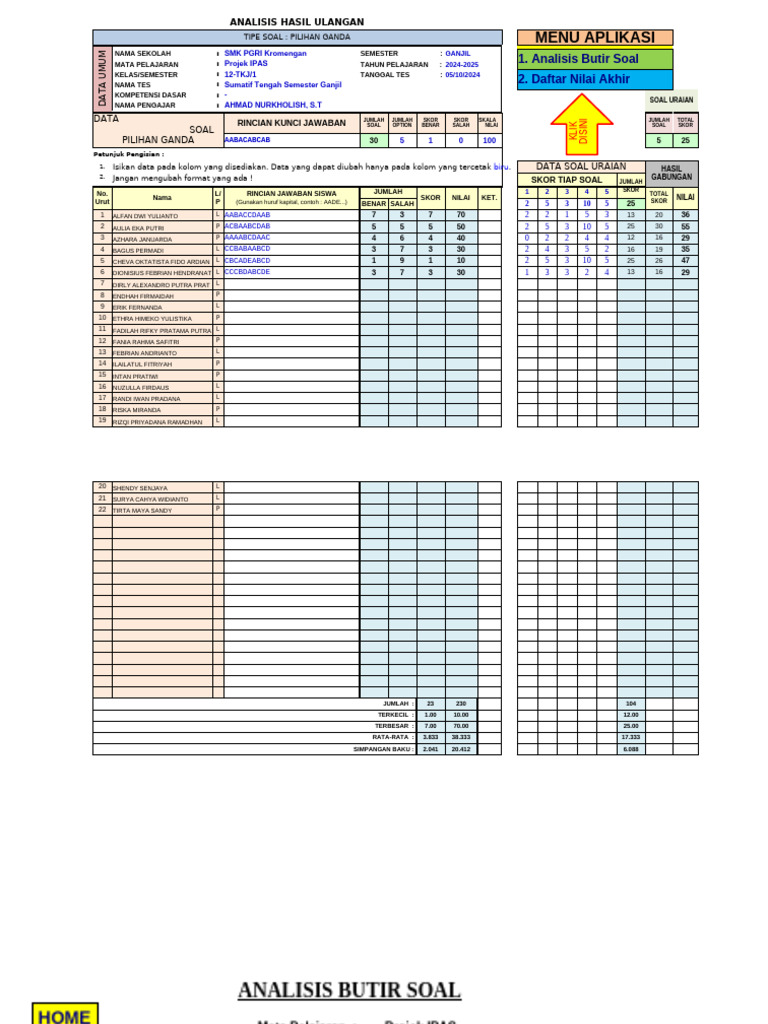 Koreksi Dan Analisis STS 12-TKJ | PDF